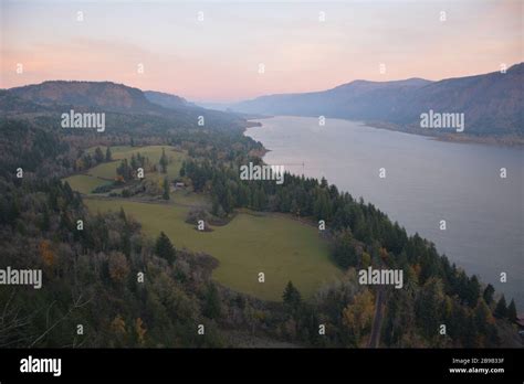 Sunset On The Columbia River Gorge Looking East From The Cape Horn