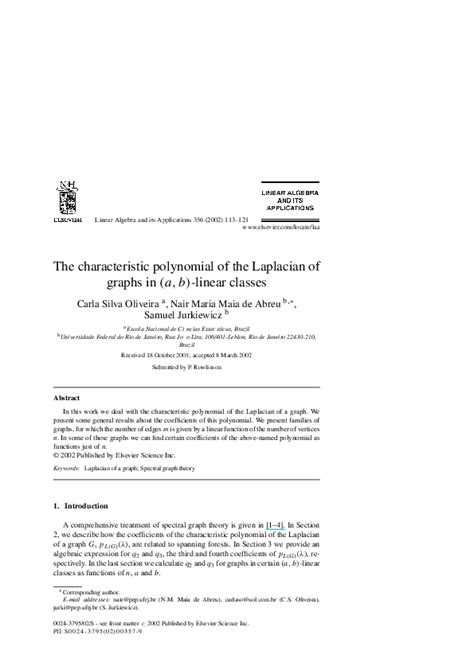Pdf The Characteristic Polynomial Of The Laplacian Of Graphs In Linear Classes