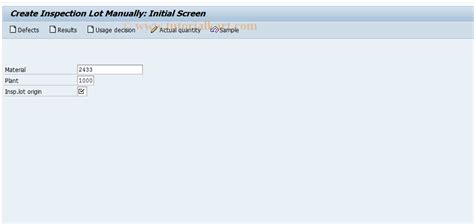 Qa01a Sap Tcode Create Inspection Lot