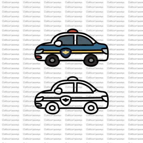 오케이티콘 경찰차 아이콘 개별 컬러라인