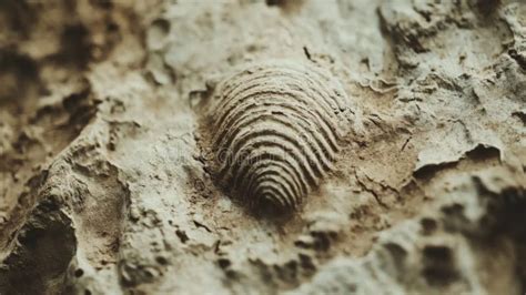 Close Up Of A Fossilized Shell Embedded In Sedimentary Rock Stock Illustration Illustration Of