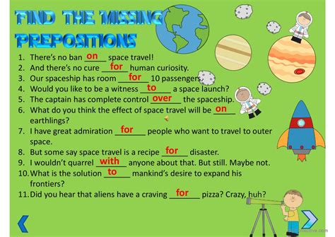 Lost In Space Missing Prepositions English Esl Powerpoints