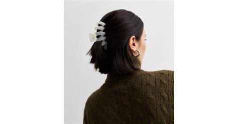 White Translucent Large Hair Claw Clip New Look