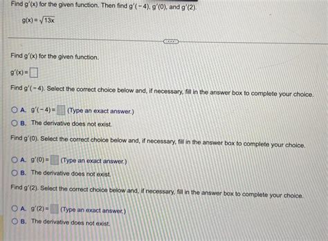 Solved Find G X For The Given Function Then Find G 4 Chegg Com