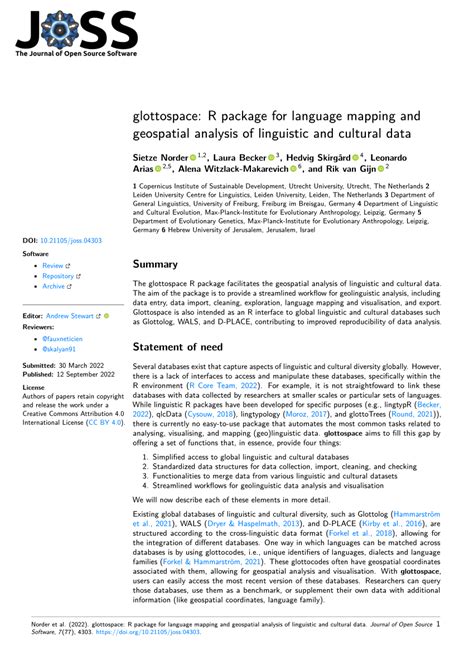 Pdf Glottospace R Package For Language Mapping And Geospatial