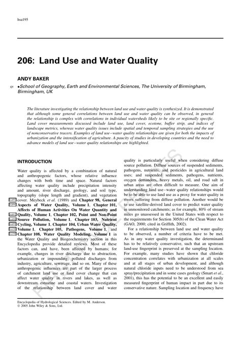Pdf Land Use And Water Quality