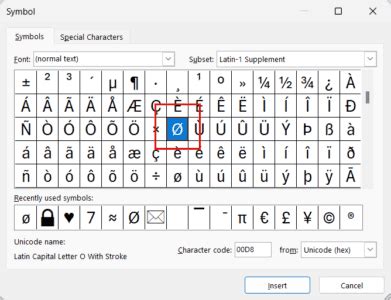 Insert Diameter Symbol Dia In Excel