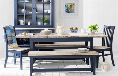 Florence Navy Blue Extendable Rectangle Kitchen And Dining Table Blue