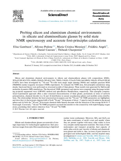 Pdf Probing Silicon And Aluminium Chemical Environments In Silicate And Aluminosilicate