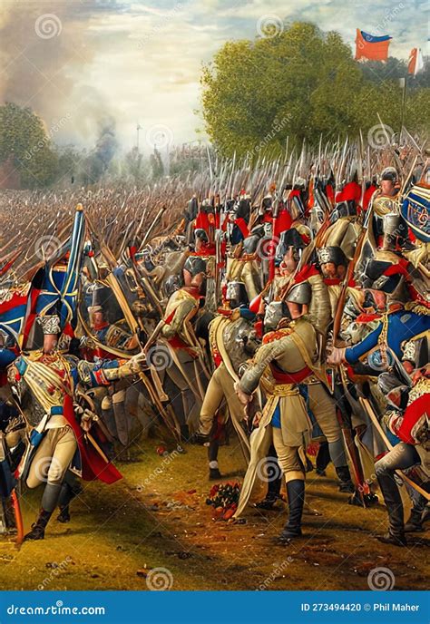 Napoleonic Wars Ca 1813 Fictional Battle Depiction Generative Ai Stock Illustration