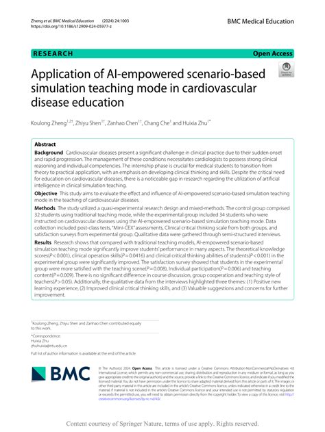 Pdf Application Of Ai Empowered Scenario Based Simulation Teaching Mode In Cardiovascular