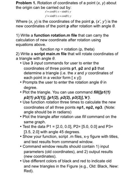 Solved Problem 1 Rotation Of Coordinates Of A Point Xy
