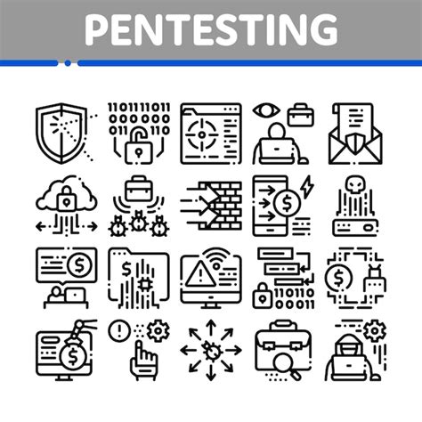 Premium Vector Pentesting Software Collection Icons Set Vector