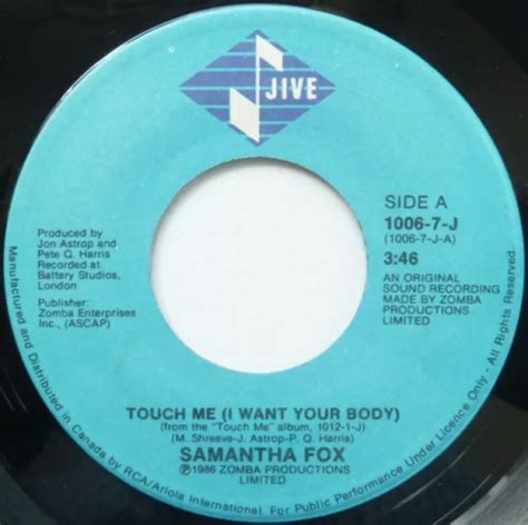 Samantha Fox Touch Me I Want Your Body Drop Me A Line Presque