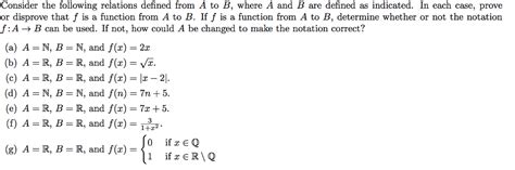 solved consider the following relations defined from a to b