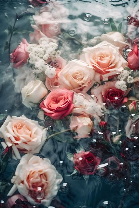 아름다운 Hd 물 꽃 현실적인 사진 수중 장미 감정적 벽지 배경 배경 화면 및 일러스트 무료 다운로드 Pngtree