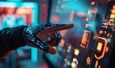 Futuristic Hand Interface Interaction Glowing Digital Display