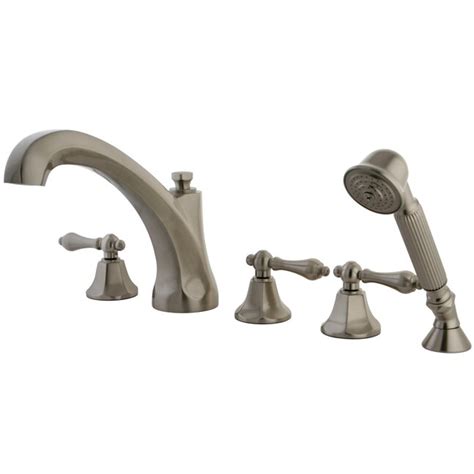 Kingston Brass Metropolitan Brushed Nickel 3 Handle Deck Mount Roman