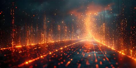 Digital Cityscape Abstract D Rendering With Binary Towers And Highway Path Concept Digital Art