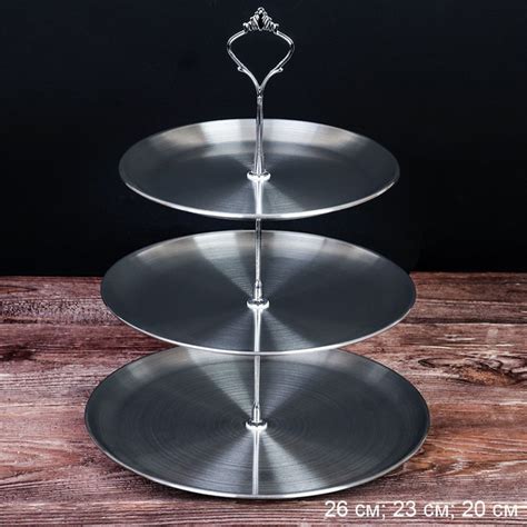 Ваза для фруктов Серебро Фруктовница этажерка трехярусная 20см 23см 26 см купить с