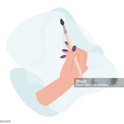 페인트 브러시와 함께 손 예술 공급과 손의 벡터 그림 손으로 그린 스타일 수제 워크샵 예술 학교 또는 상점의 개념 아티스트 라이프 스타일 아트 숍 페인팅 튜토리얼 손 손바닥