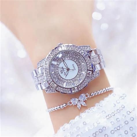 Diamond Womens Wristwatch: Waterproof Stainless Steel Quartz Clock For ...