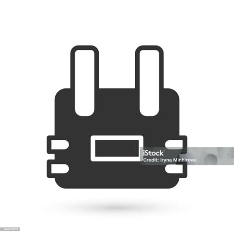 흰색 배경에 격리 된 총알 아이콘으로부터 보호하기위한 회색 방탄 조끼 갑옷 기호 군사 의류 벡터 개념에 대한 스톡 벡터 아트 및 기타 이미지 Istock