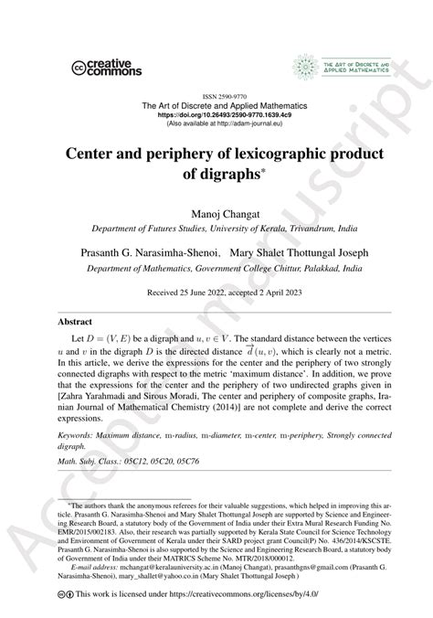 Pdf Center And Periphery Of Lexicographic Product Of Digraphs