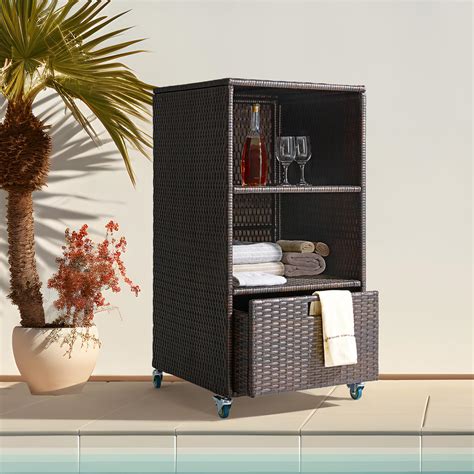 Outdoor Pool Towel Storage Cabinet Organizer Pool Towel