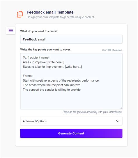 feedback email template ai generator with examples wordkraft