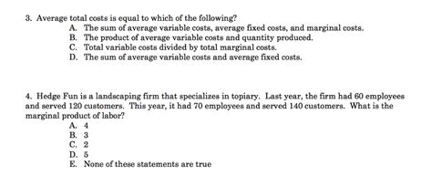 Solved Average Total Costs Is Equal To Which Of The Chegg