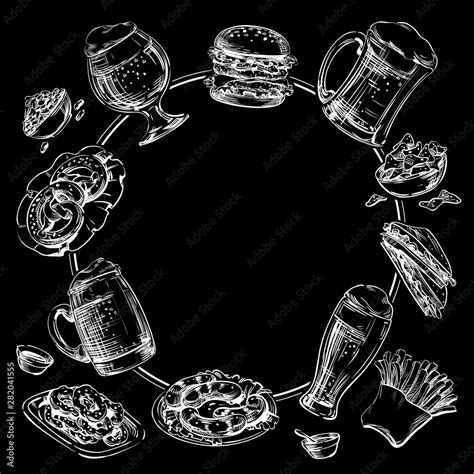 Vintage Frame For Pub Restaurant Tavern And Bar Beer Menu With