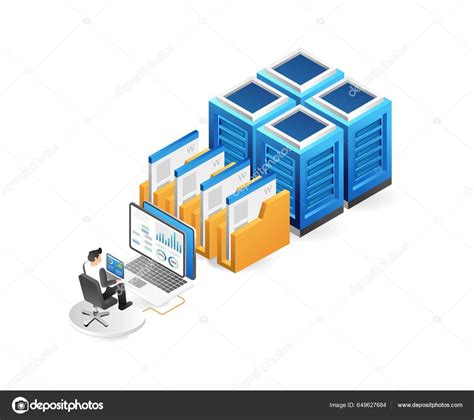 Isometric Data Center Concept Cloud Storage Hosting Data Center Server Stock Vector By