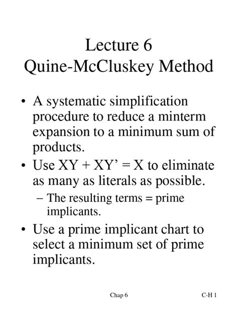 Lecture 6 Quine Mccluskey Method Pdf Arithmetic Algebra