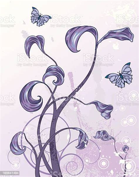 플로럴 배경기술 꽃 식물에 대한 스톡 벡터 아트 및 기타 이미지 꽃 식물 나비 보라색 Istock