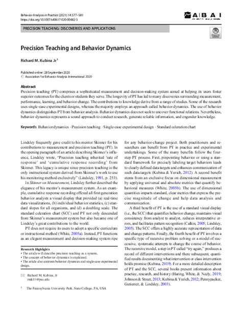pdf precision teaching and behavior dynamics