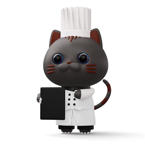 Cute Cat Chef Wearing Chef Uniform Animal Food 3d Rendering 28651229 Png