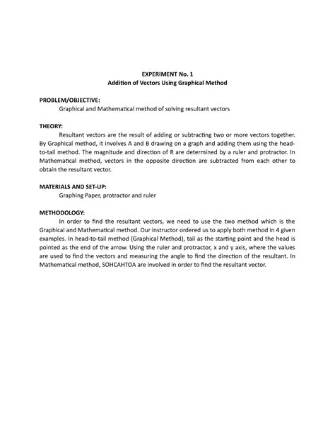 Lab Activity 1 Graphical And Mathematical Method Of Solving Resultant