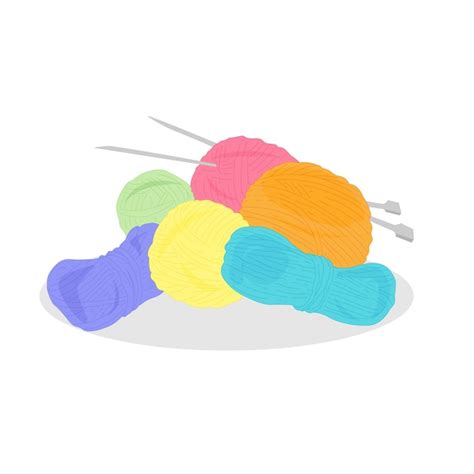 Premium Vector Balls Of Yarn With Knitting Needles Clews Skeins Of