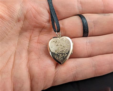 Antique Heart Locket 9k Gold Front And Back Edwardian For Sale At 1stdibs