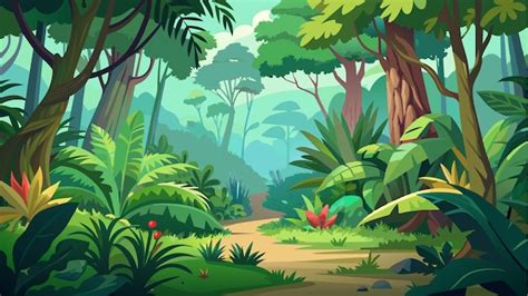 Premium Vector A Forest With A Forest And A Path