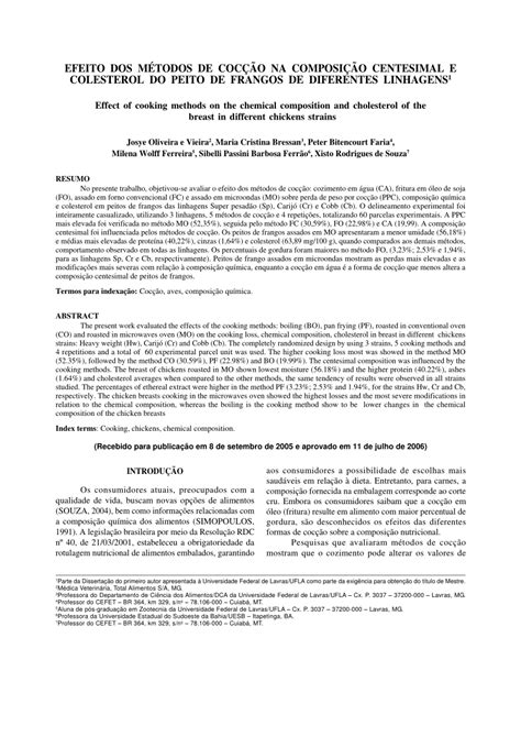 Pdf Effect Of Cooking Methods On The Chemical Composition And Cholesterol Of The Breast In