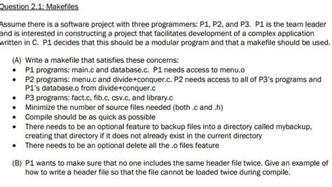 assume there is a software project with three