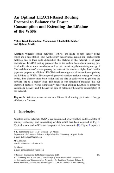 pdf an optimal leach based routing protocol to balance the power
