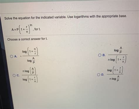 Solved Solve The Equation For The Indicated Variable Use Chegg