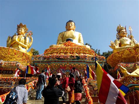 Three Buddha Statues In The Temple In Kathmandu Nepal Image Free