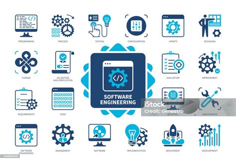 Software Engineering Solid Icon Set Stock Illustration Download Image Now Administrator