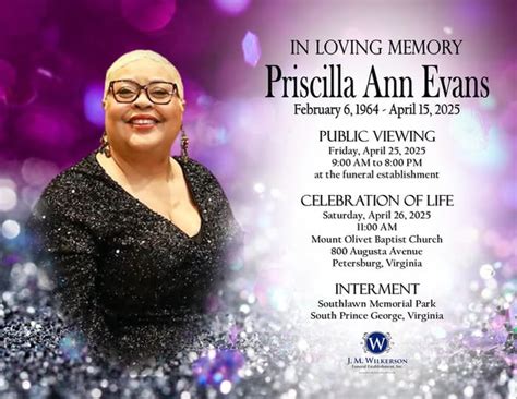 Celebration Of Life For Priscilla Ann Evans