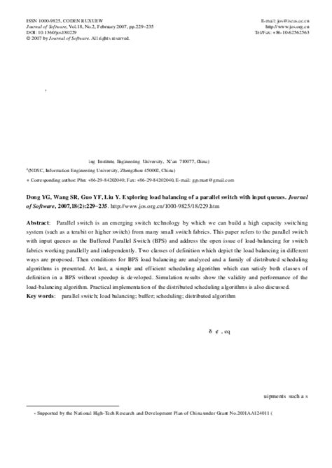 Pdf Exploring Load Balancing Of A Parallel Switch With Input Queues