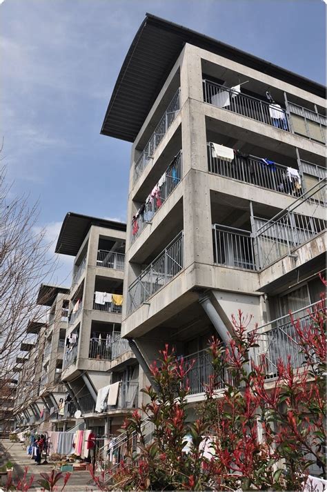 熊本県熊本市 県営保田窪第一団地 風景観建築画 クラシカル建築 団地